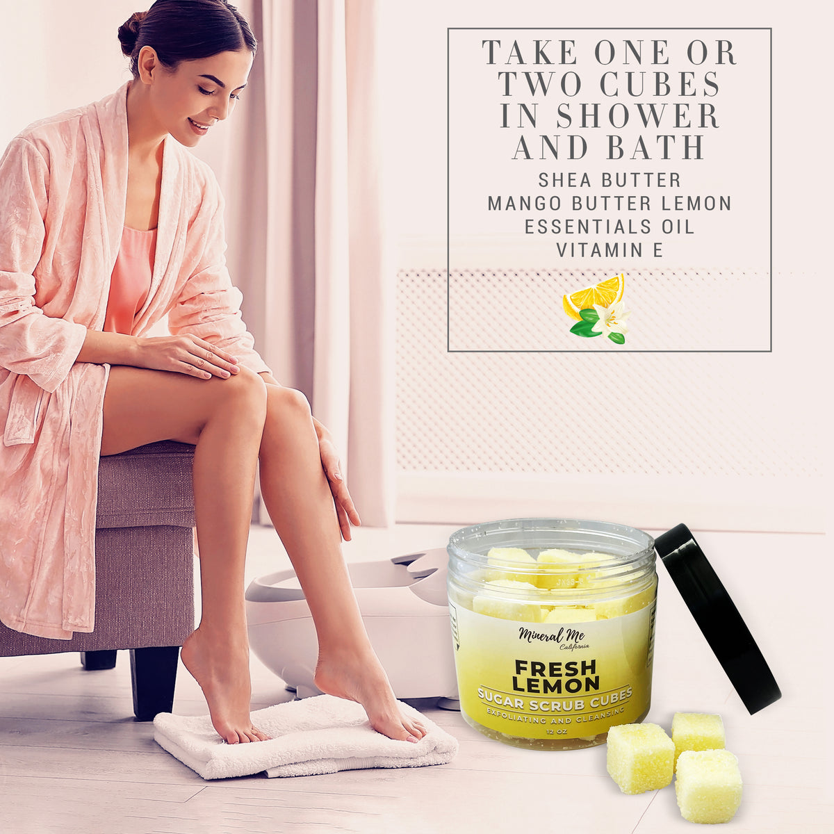 Fresh Lemon Body Scrub Cubes - Mineral Me California